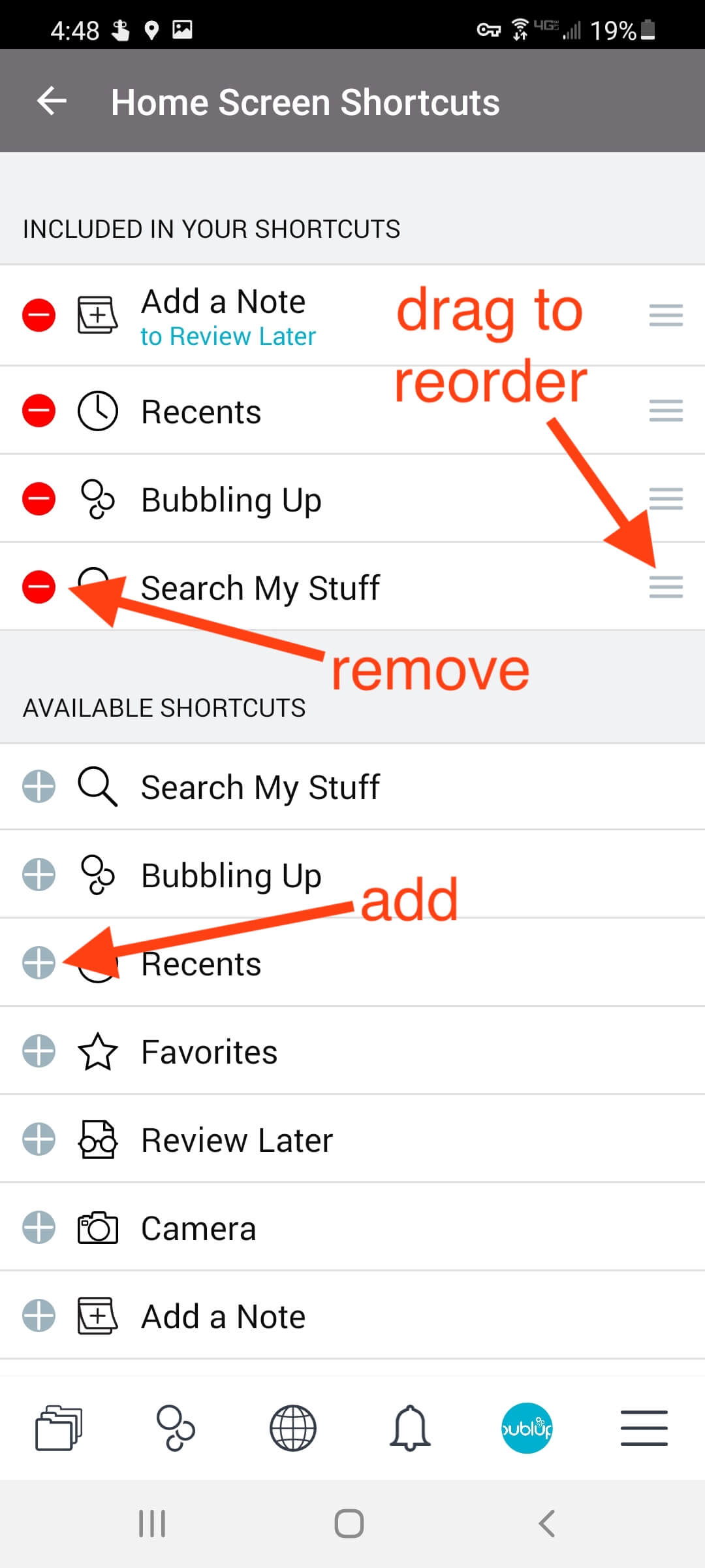 Home Screen Shortcuts on Mobile - Bublup