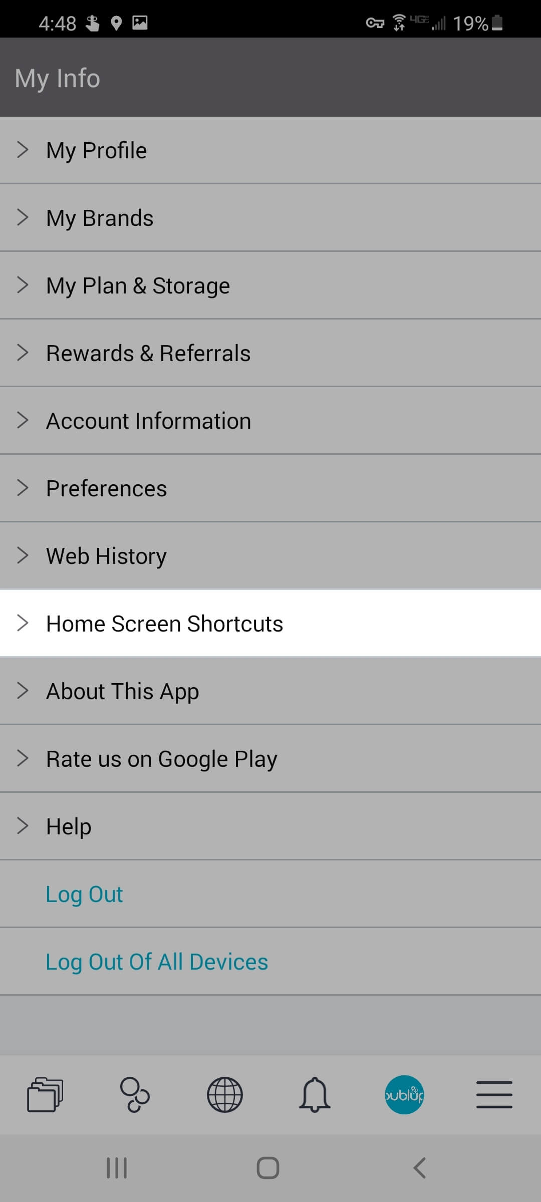 Home Screen Shortcuts on Mobile - Bublup